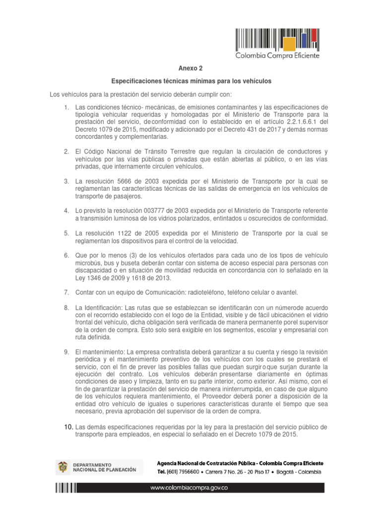 Anexo 2 - Anexo Técnico | PDF | Transporte