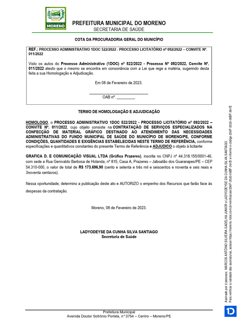 Emissao - 256F352006BF361B7E882CF5 - Proc. Administrativo Nota Interna 08 02 2023 11 - 59 522 ...