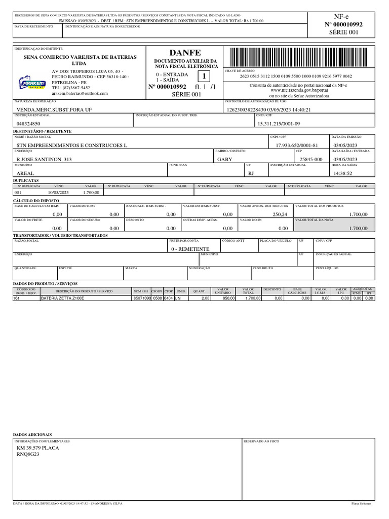 Danfe | PDF | Recibo | Documento