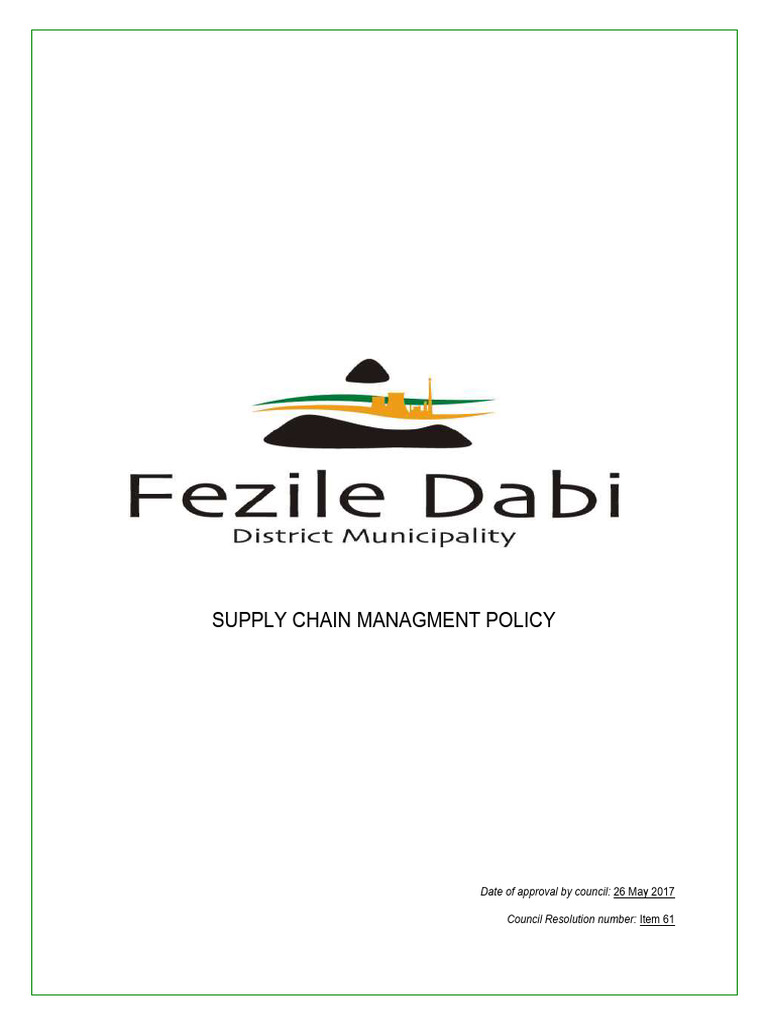 Scm Policy -Fezile Dibi 2017 | PDF | Supply Chain Management | Supply Chain