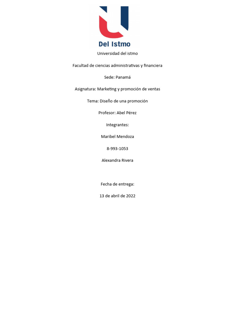 Diseño de Promocion - Udi | PDF | Marketing | Business