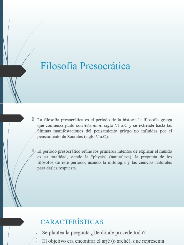 Filosofía Presocrática | PDF | Filosofía griega antigua | Filosofía antigua