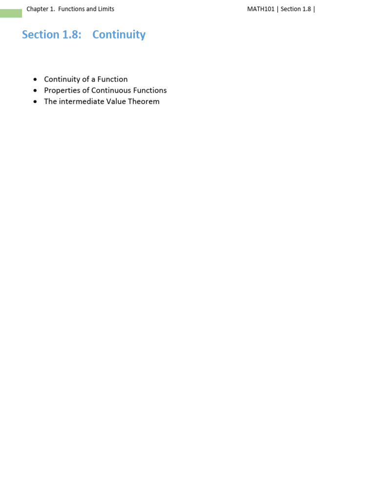 Sec. 1.8 | PDF | Function (Mathematics) | Continuous Function
