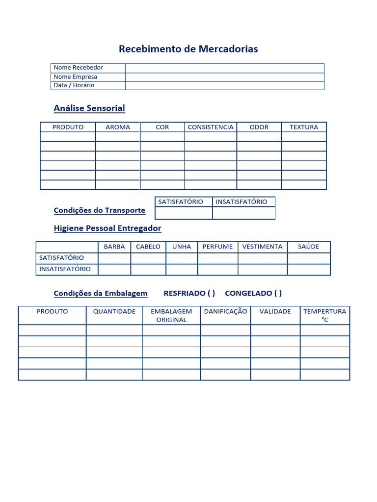 Checklist para Recebimento de Mercadorias | PDF