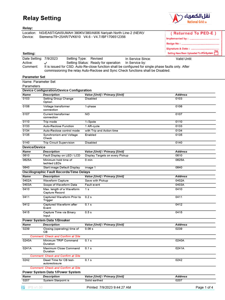 Relay Setting | PDF | Relay | Transformer