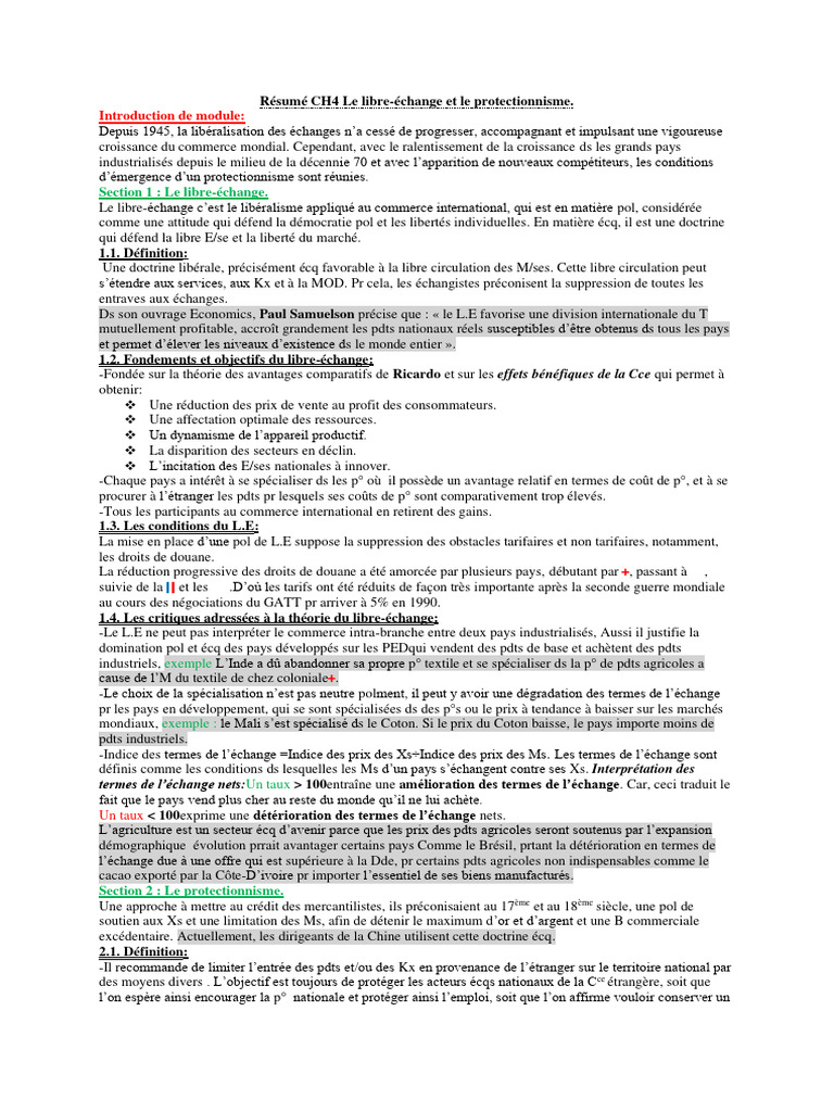 Libre-échange et protectionnisme expliqués | PDF | Libre-échange ...