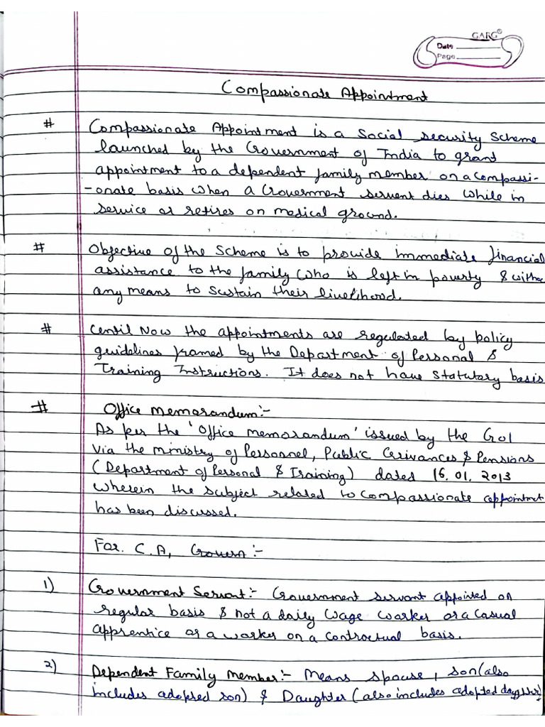 Compassionate Appointment | PDF