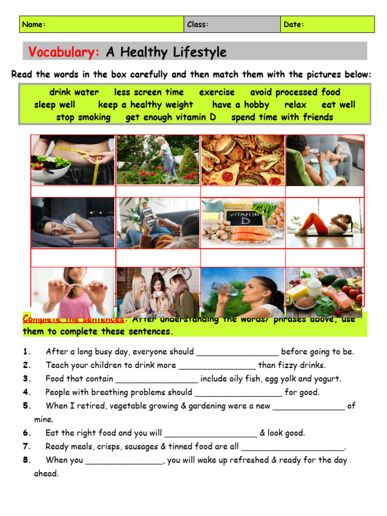 A Healthy Lifestyle Picture Dictionaries - 137642 | PDF