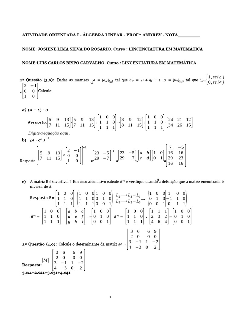 ÁLGEBRA | PDF | Álgebra linear | Álgebra
