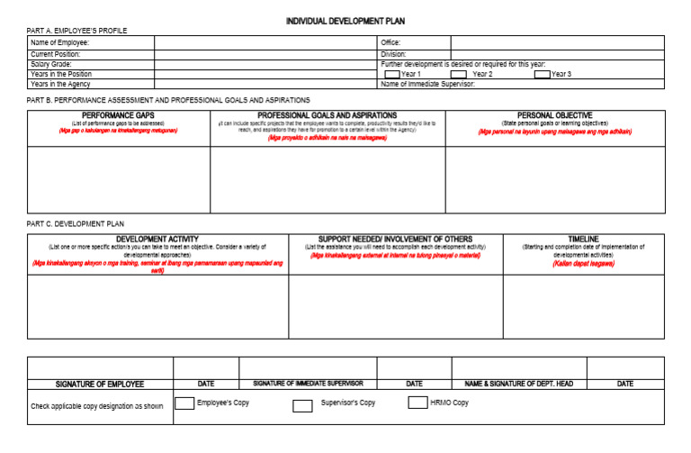 Individual Development Plan Form | PDF | Business