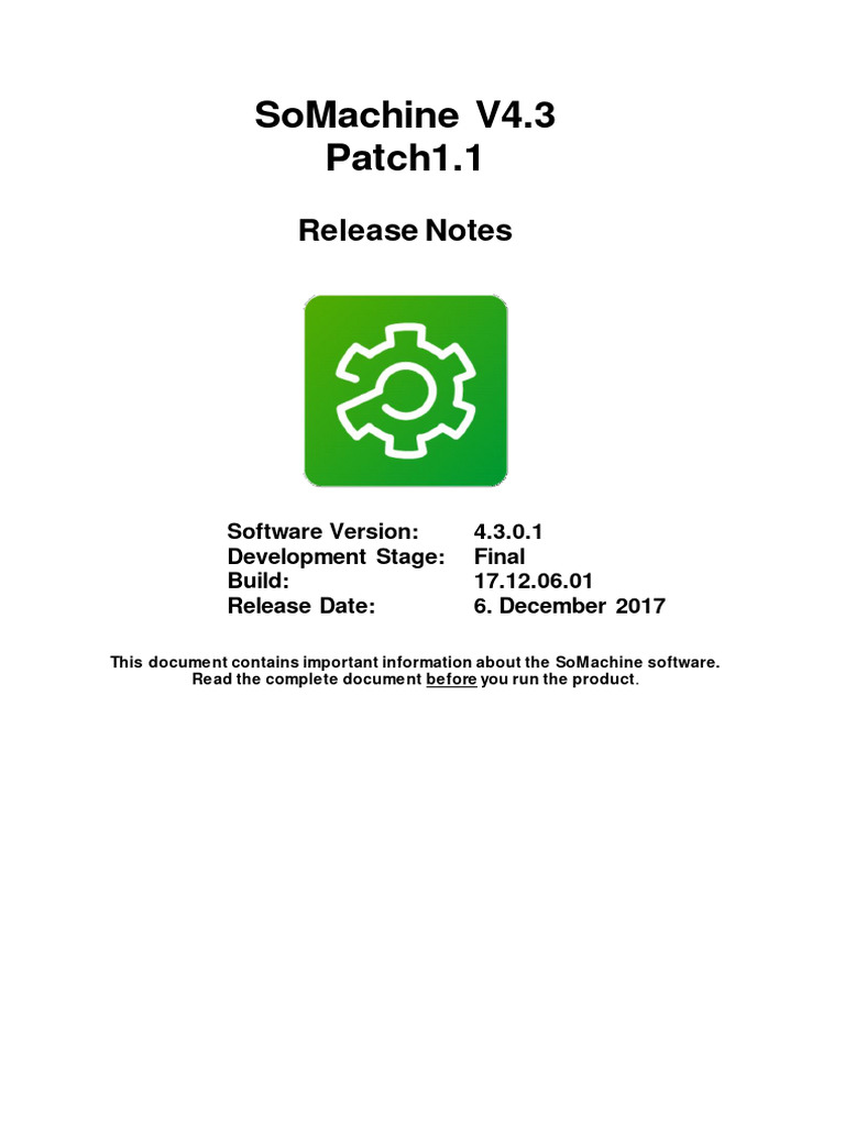 SoMachine V4.3 Patch1.1-ReleaseNotes - EN | PDF | Version Control ...