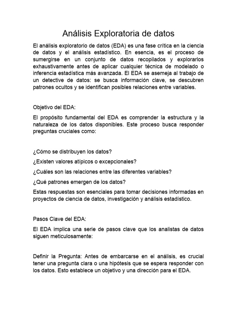 Análisis Exploratoria de Datos | PDF | Estadísticas | Estadísticas descriptivas