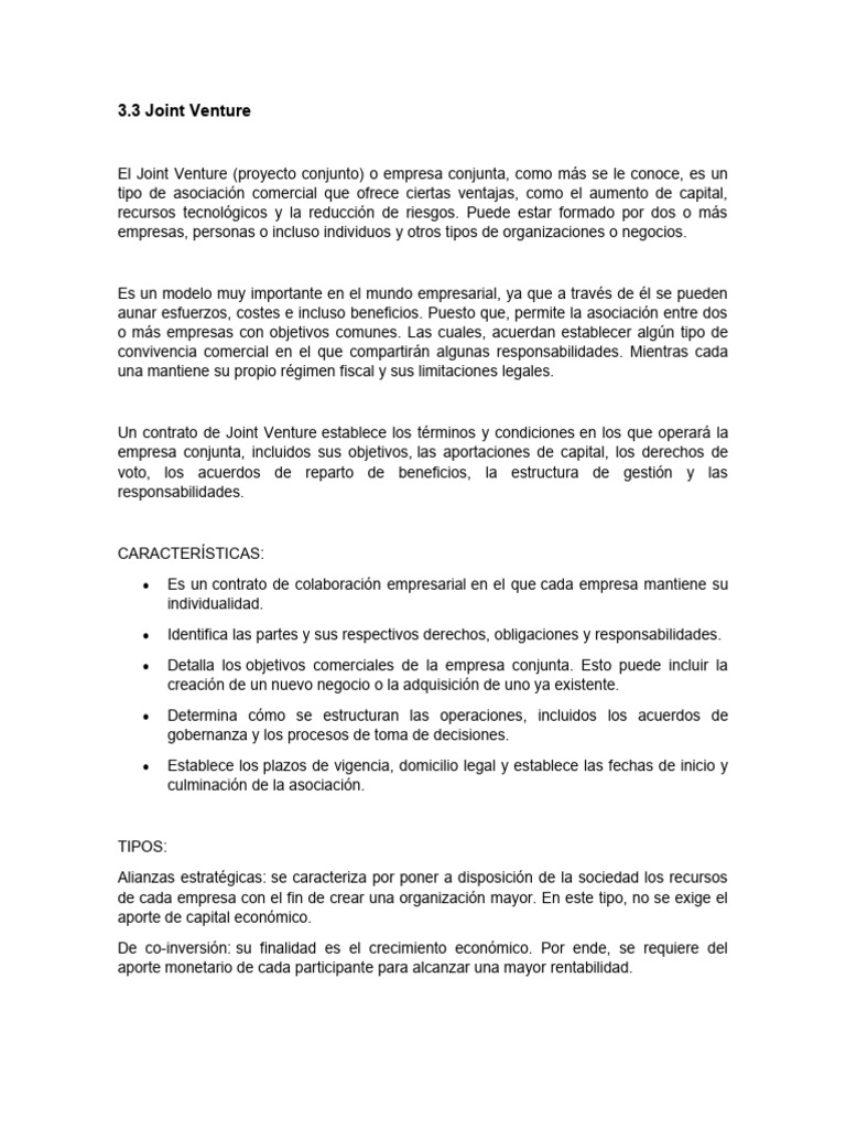 Joint Venture 3.3 | PDF | Proyecto conjunto | Business