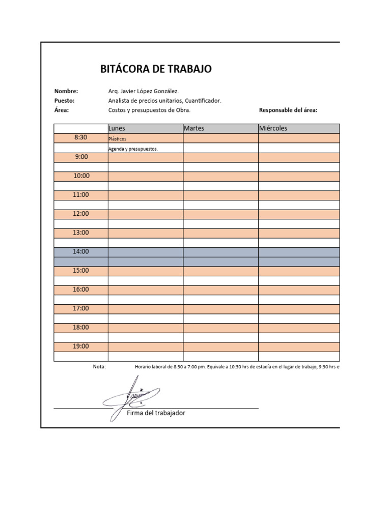 Bitácora de Trabajo | PDF