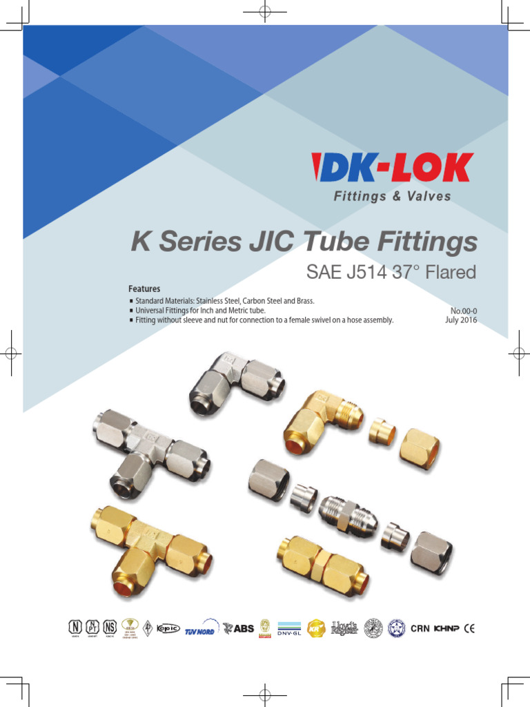 DK Lok K Series JIC Tube Fittings072016 | PDF | Pipe (Fluid Conveyance ...