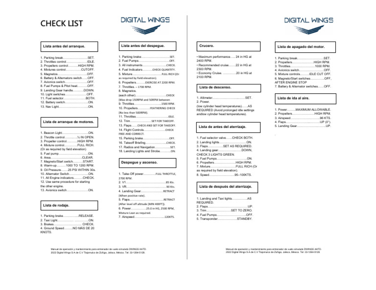 Checklist | PDF | Throttle | Takeoff