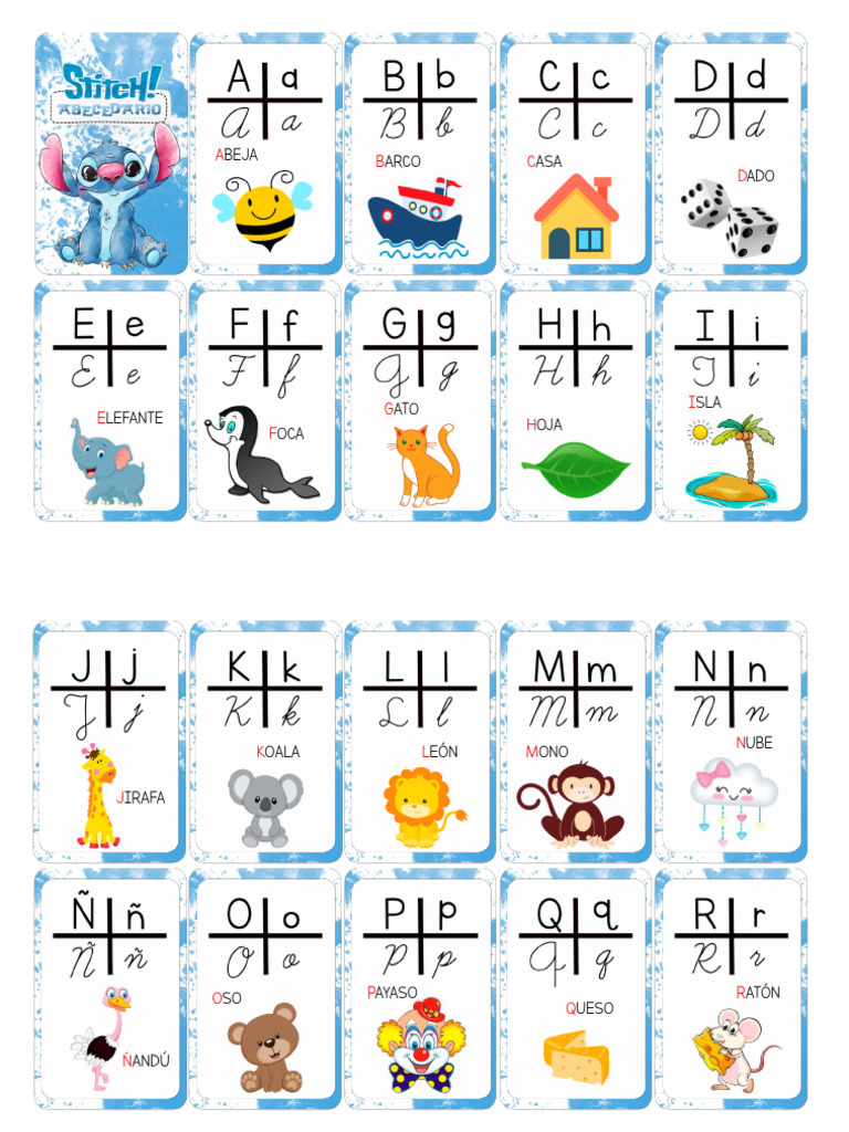 Abecedario y Tablas de Multiplicación Stitch | PDF