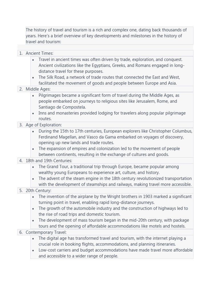 The History of Travel and Tourism | PDF | Tourism | Age Of Discovery