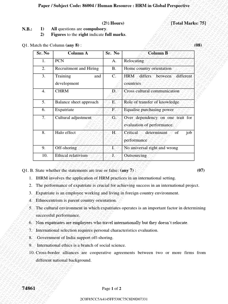 T.y.bms Sem-Vi Oct.19 Choice Based Human Resource - HRM in Global ...
