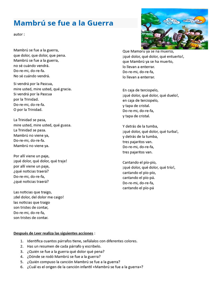 Mambru Se Fue A La Guerra | PDF