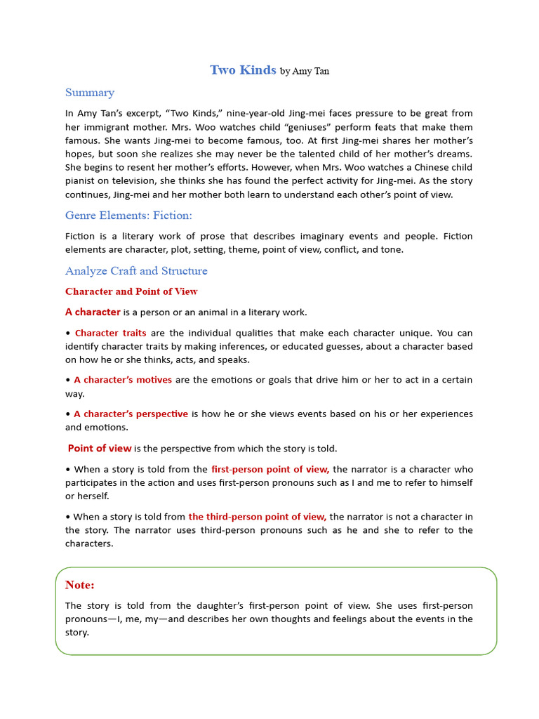 Two Kinds | PDF | Narration | Feeling