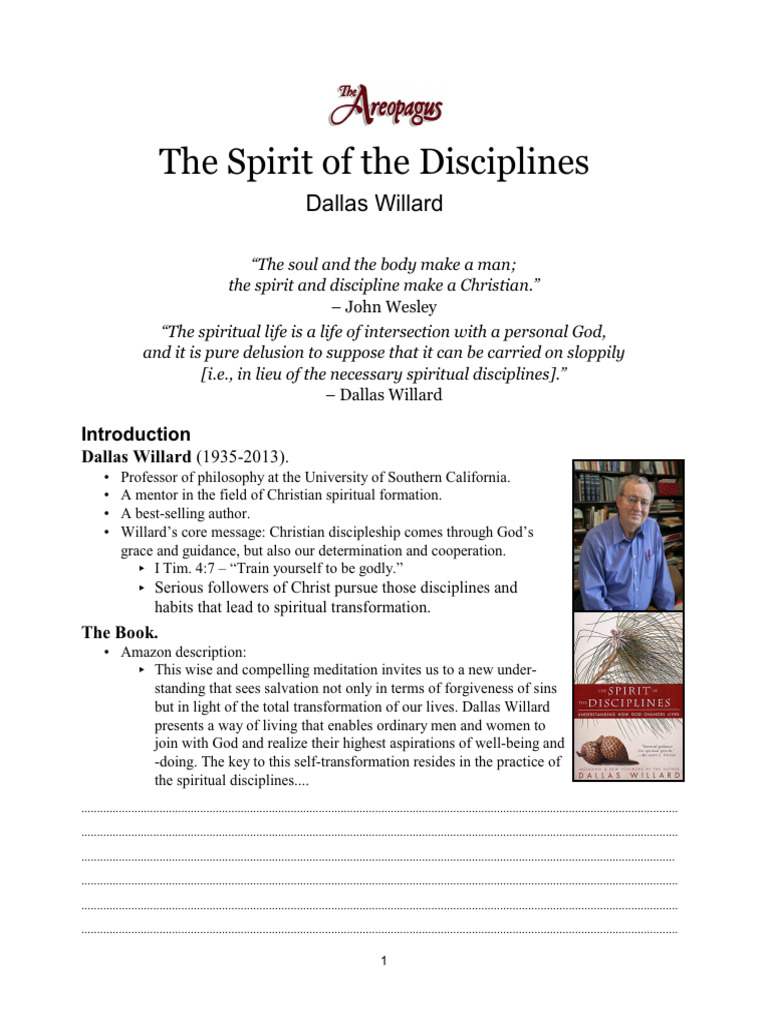 Willard Spirit of The Disciplines Excerpts | PDF | Christian Belief And ...