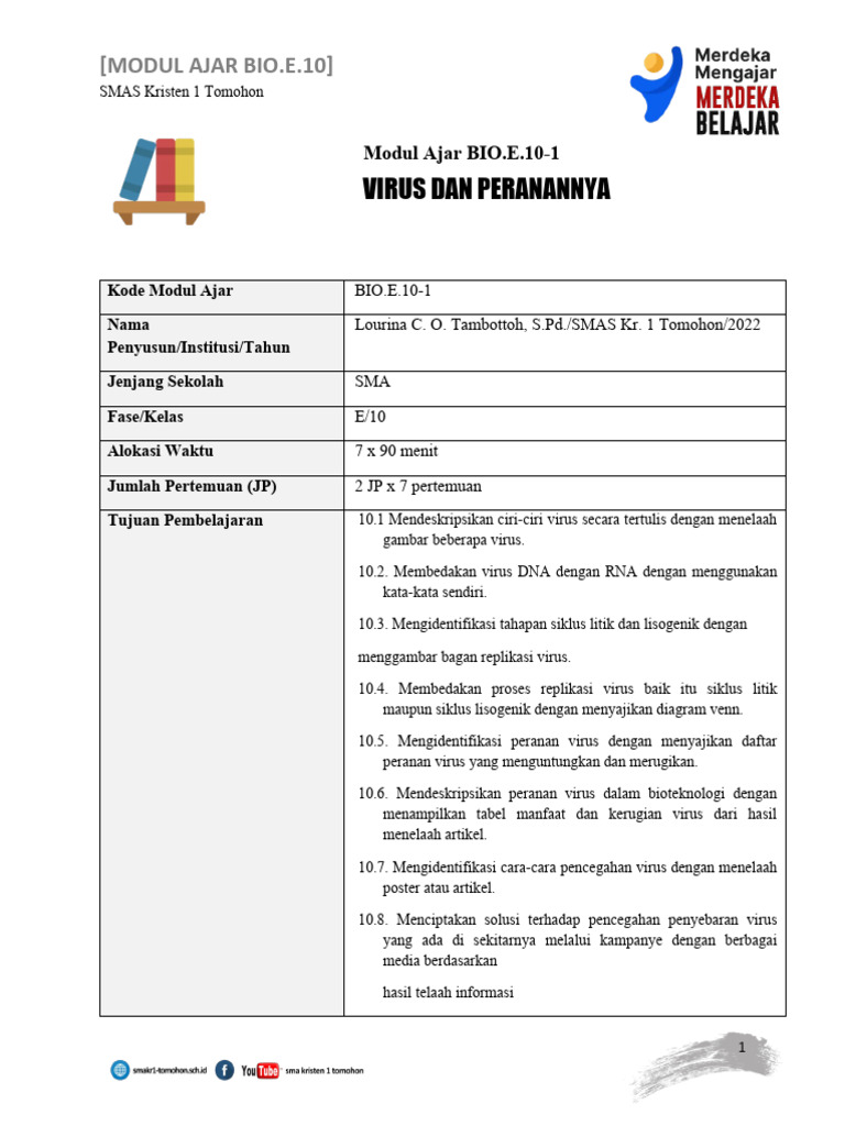 Modul Ajar Bio Virus | PDF