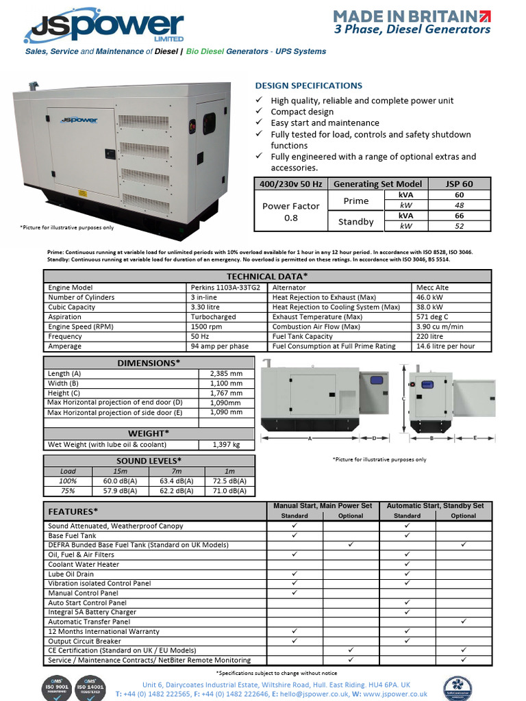 60kva Perkins Generator | PDF | Diesel Engine | Vehicle Technology