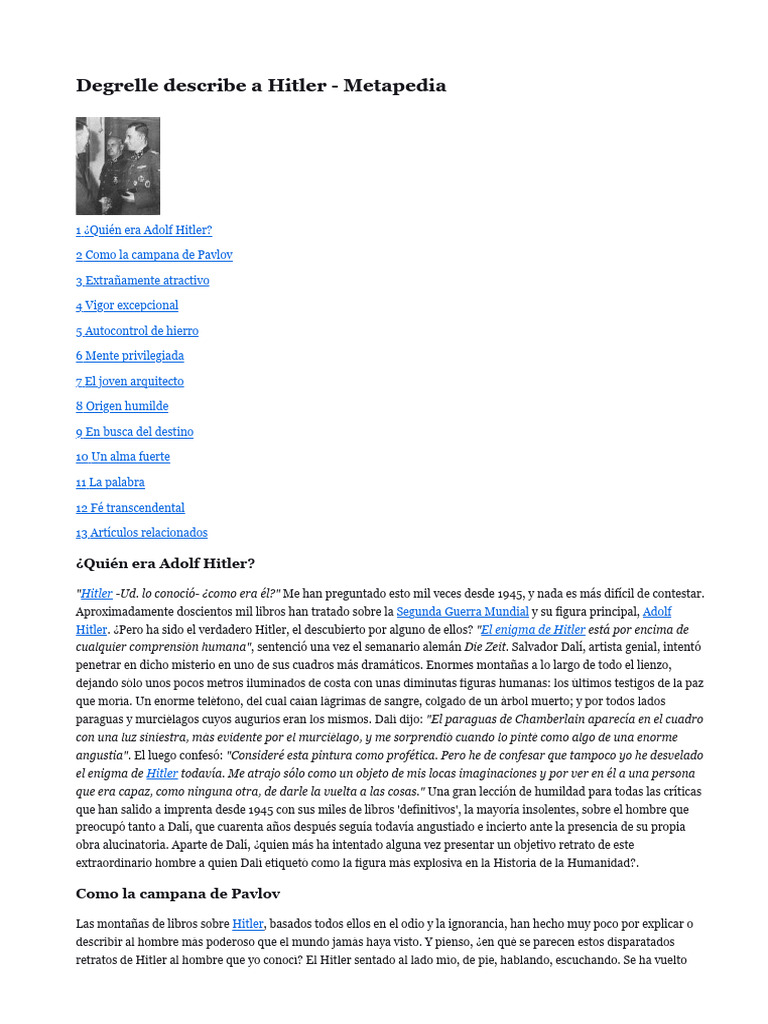 Degrelle Describe A Hitler - Metapedia | PDF | Adolf Hitler | Alemania nazi