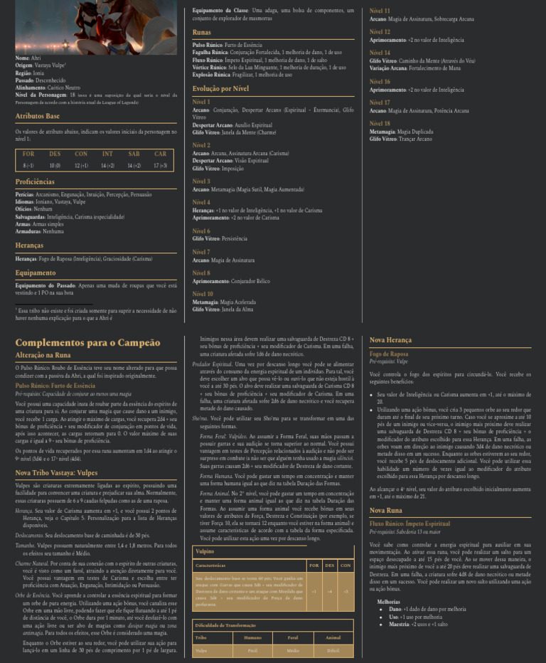 Ahri | PDF | Raposa | Humano