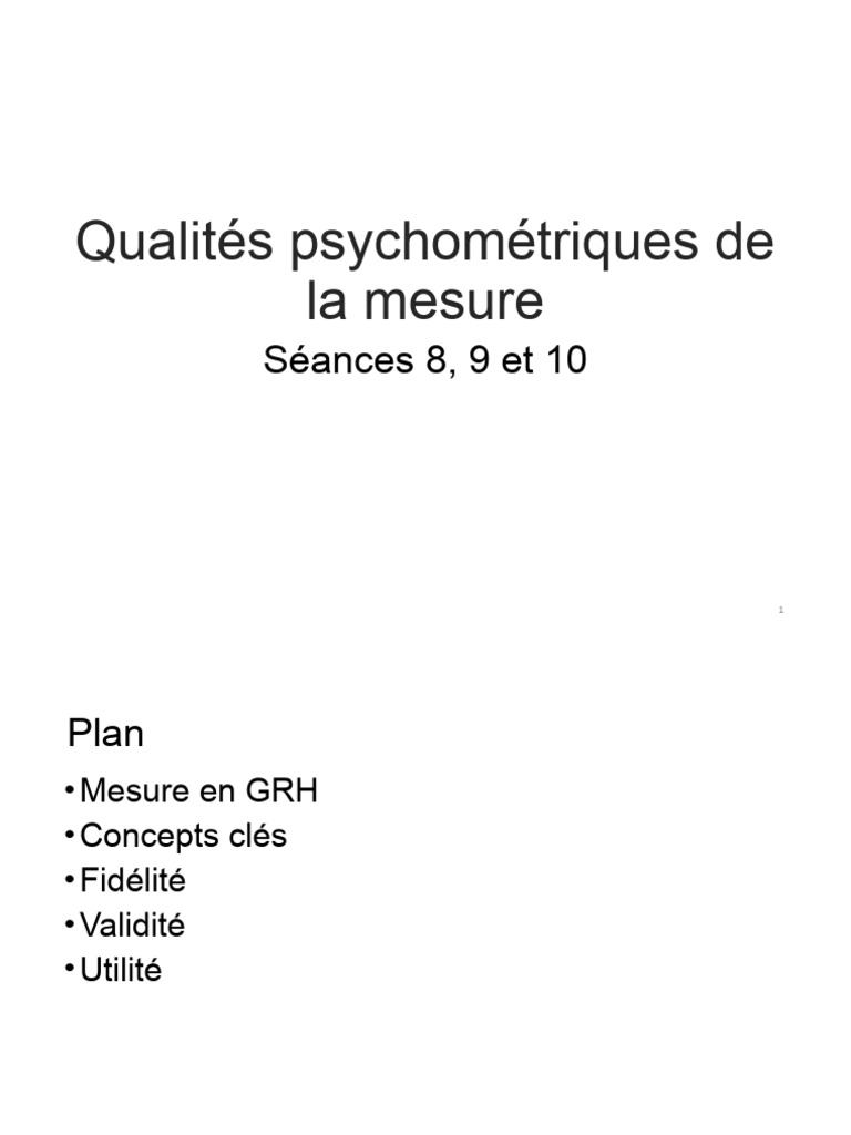 Qualités psychométriques en GRH | PDF | Sensibilité et spécificité ...