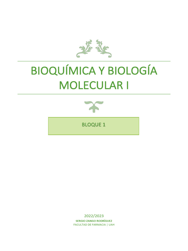 Bloque 1 Bioquímica | PDF | Solución tampón | Aminoácidos