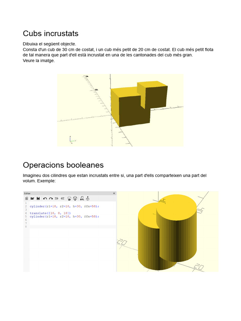 OpenSCAD - Nivell 1 - Exercicis | PDF