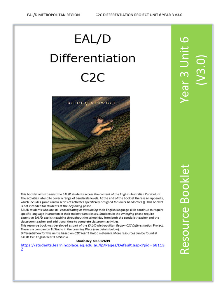 EAL/D Year 3 English Guide | PDF | English As A Second Or Foreign ...