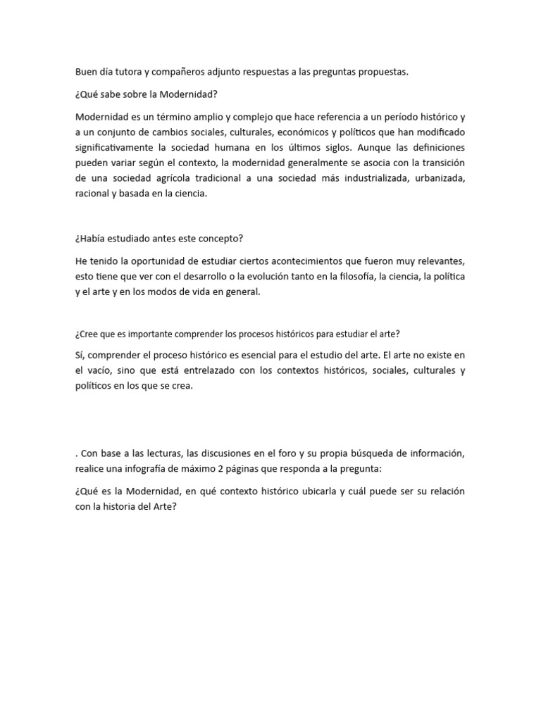 Qué Sabe Sobre La Modernidad | PDF | Modernidad | Sociedad