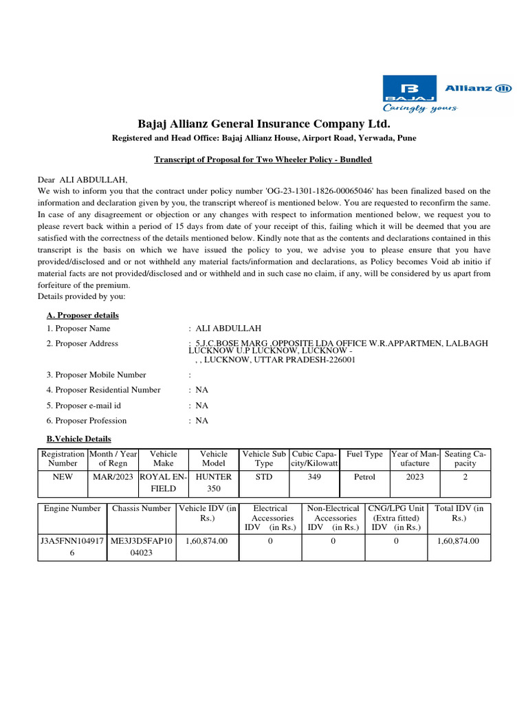 Hunter Insurance Policy | PDF | Vehicle Insurance | Insurance