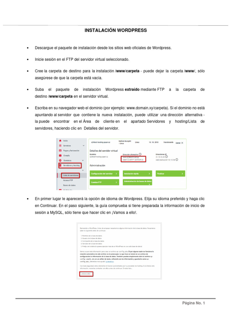Instalación de WordPress | PDF | Red mundial | Internet y web