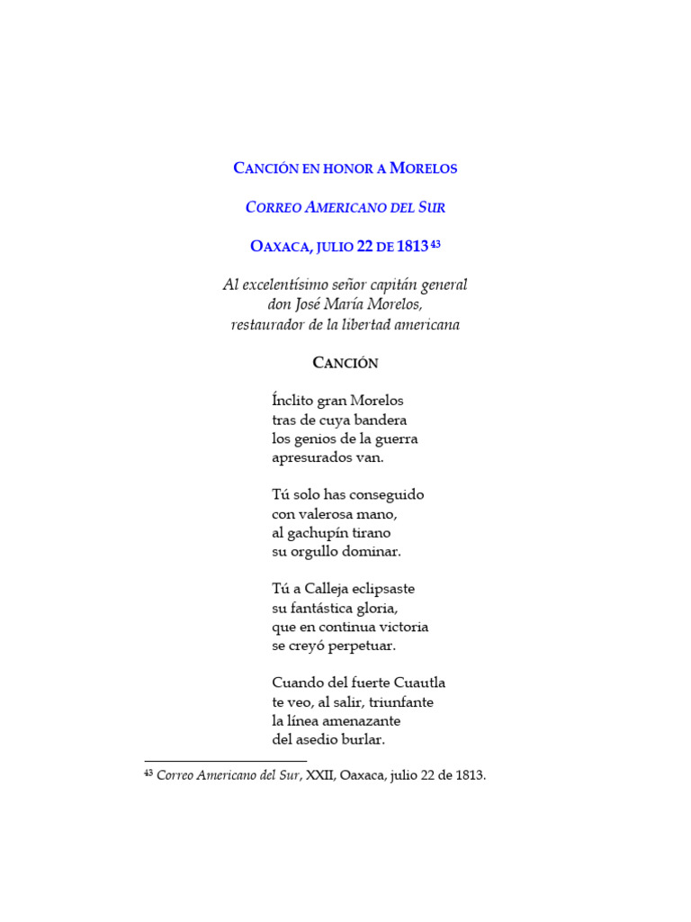 281 Canción en Honor A Morelos | PDF