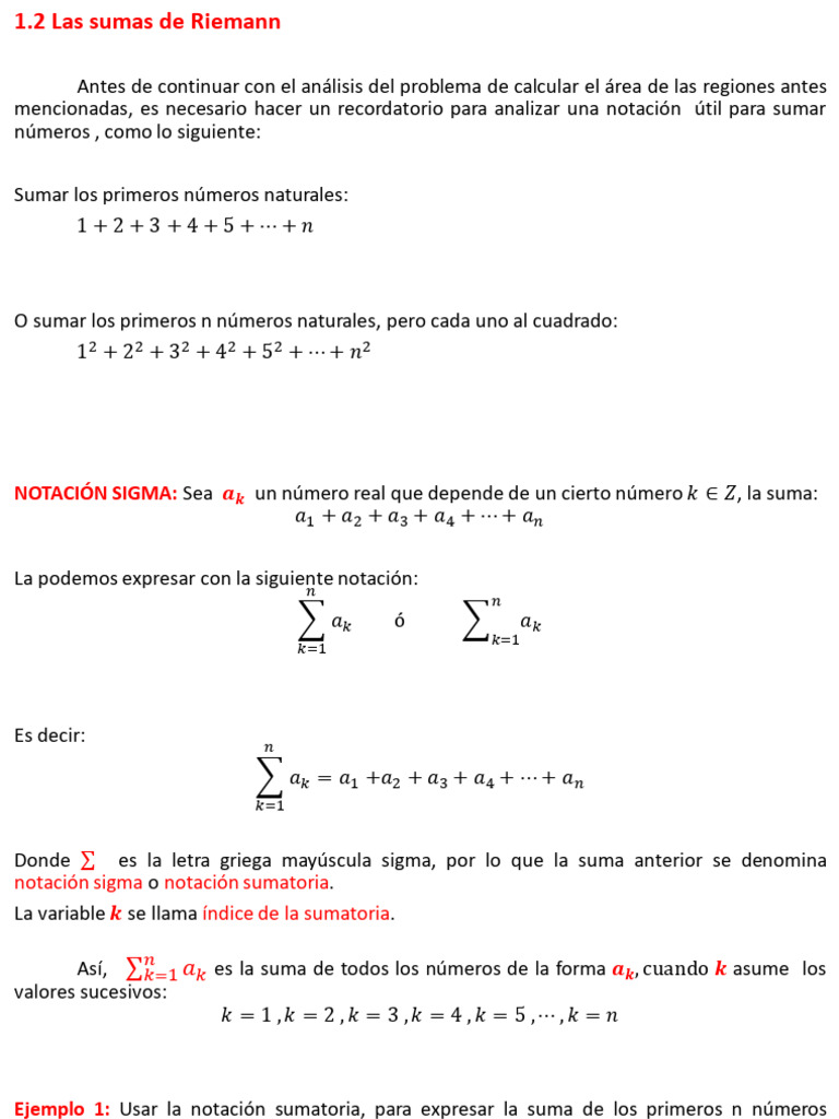 02 Sumas de Riemann | Descargar gratis PDF | Suma | Notación Matemática