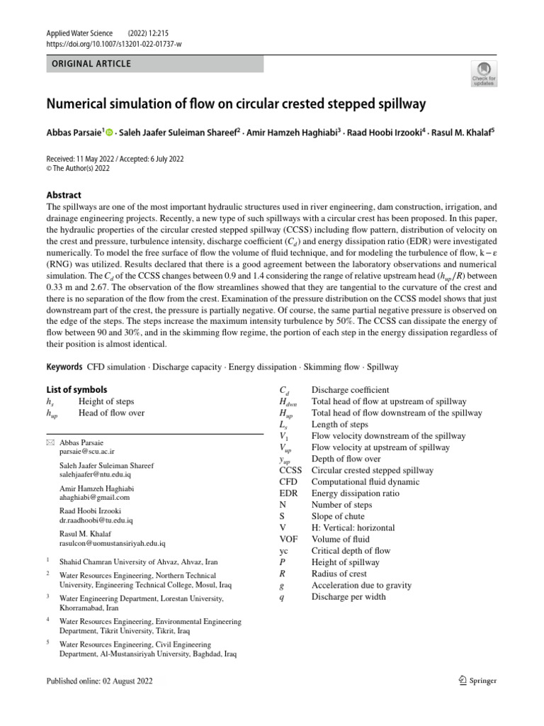 Numerical Simulation of Flow on Circular Crested Stepped Spillway | PDF ...
