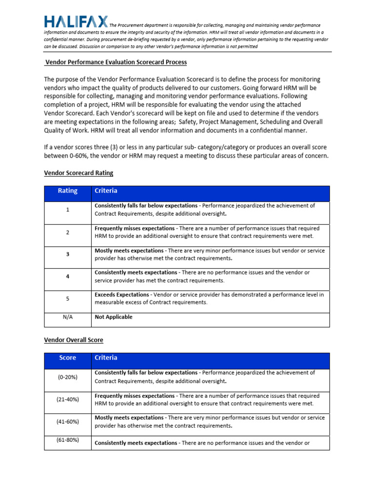 Vendor Performance Evaluation Form | PDF