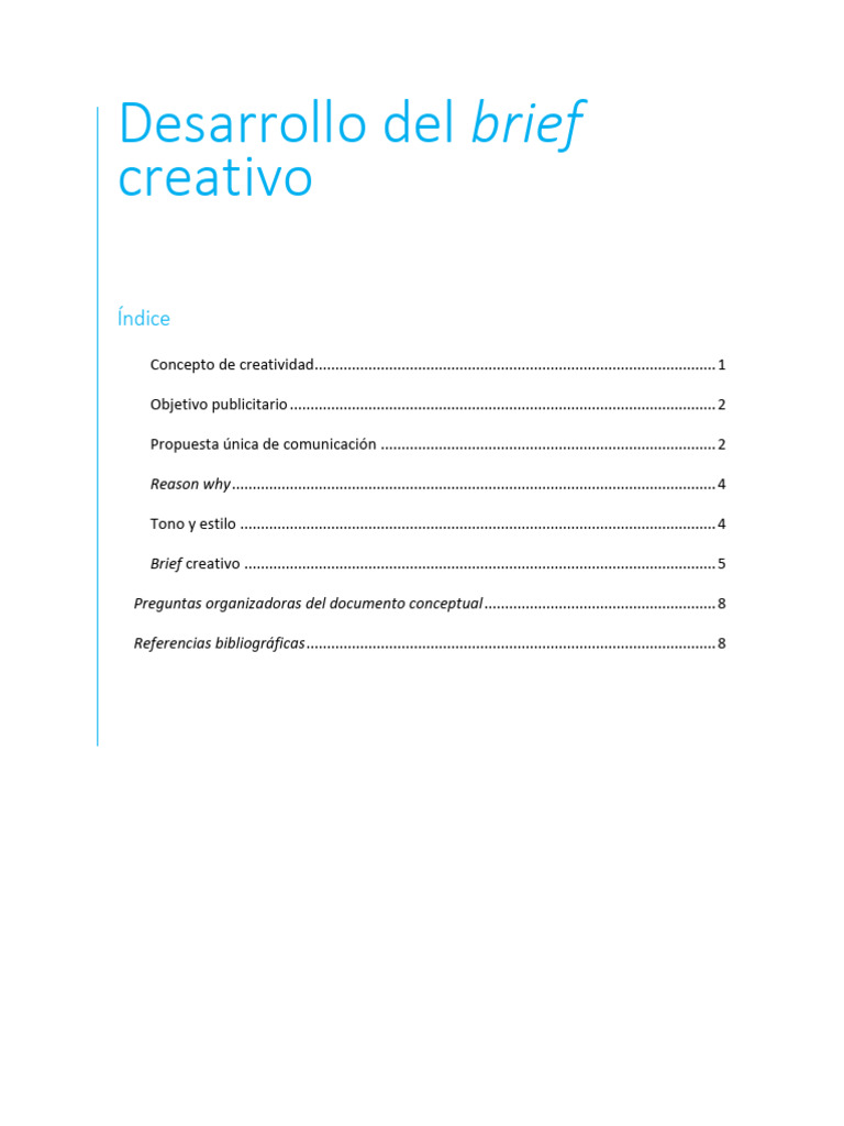 Desarrollo Del Brief Creativo | PDF | Publicidad | Creatividad