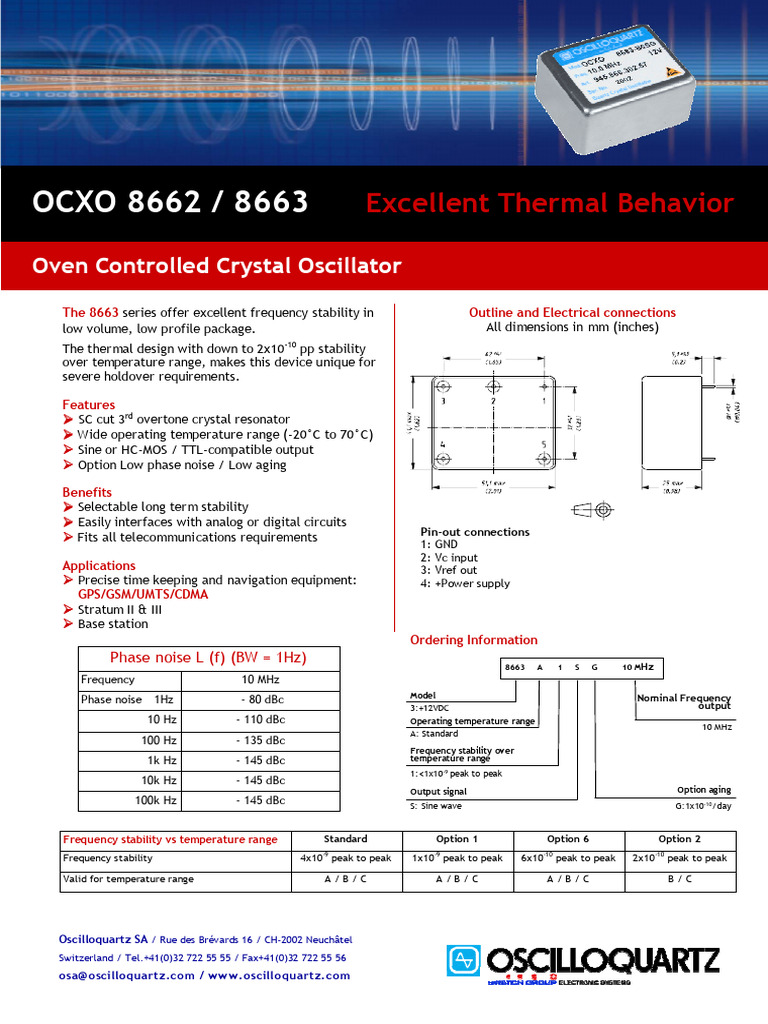 OCXO 8662 / 8663: Excellent Thermal Behavior | PDF | Telecommunications ...