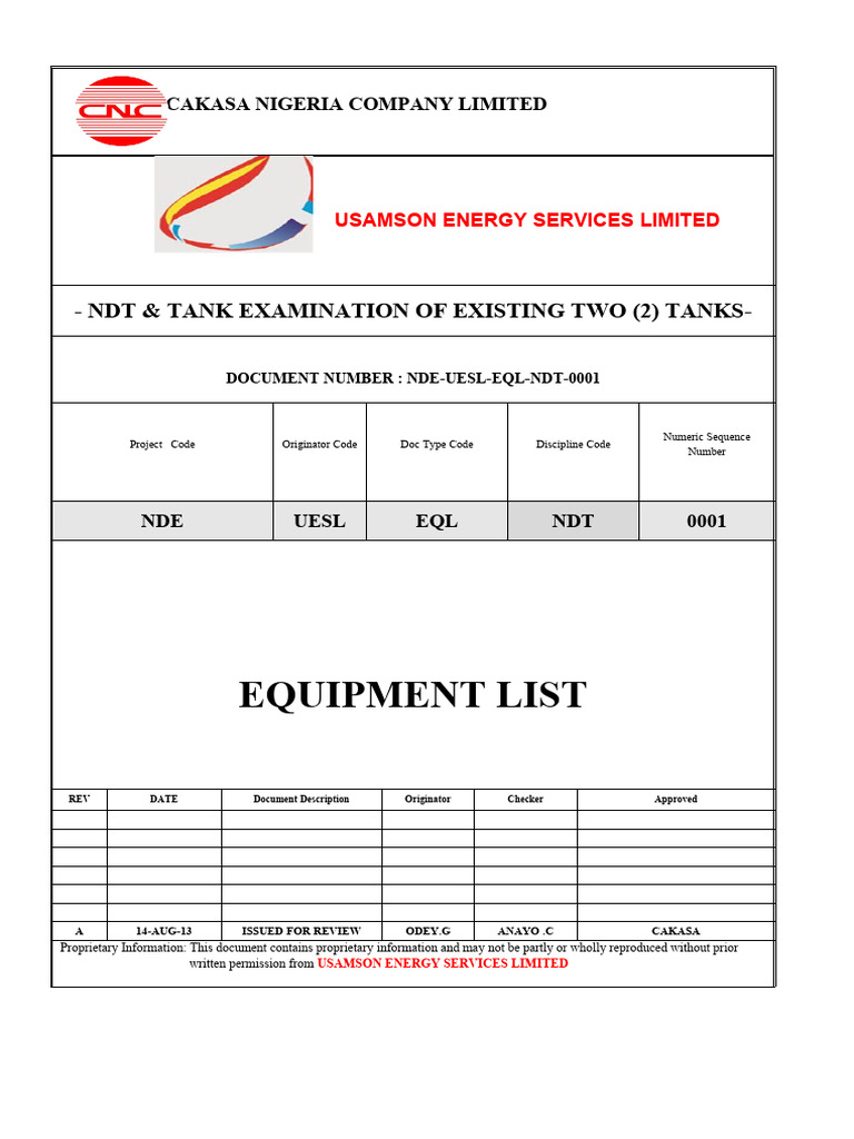 Nde-Uesl-Eql-Ndt-0001 (Equipment List) | PDF | Ultraviolet | Applied ...