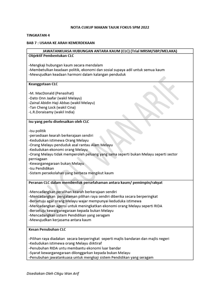 t4 b7 Nota Sejarah Fokus SPM 2022 | PDF