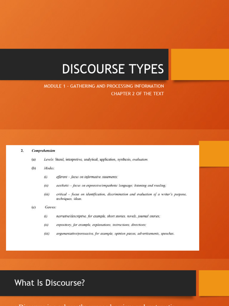 DISCOURSE TYPES Module 1 | PDF | Narrative | Logos