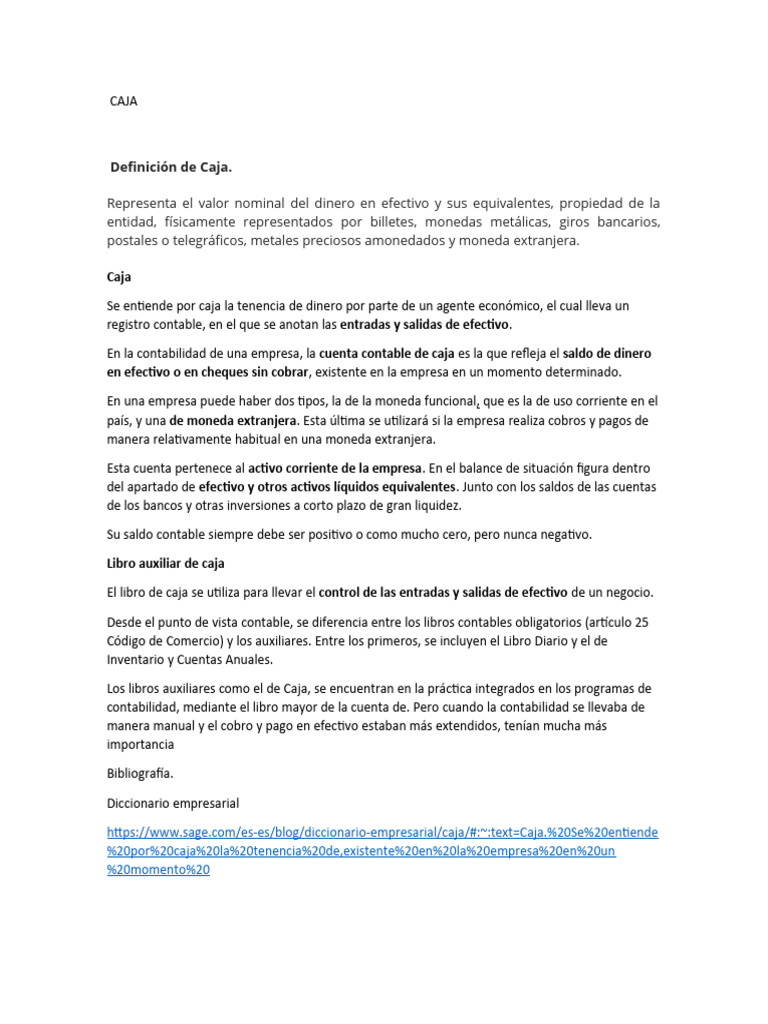 Definicion de Caja | PDF