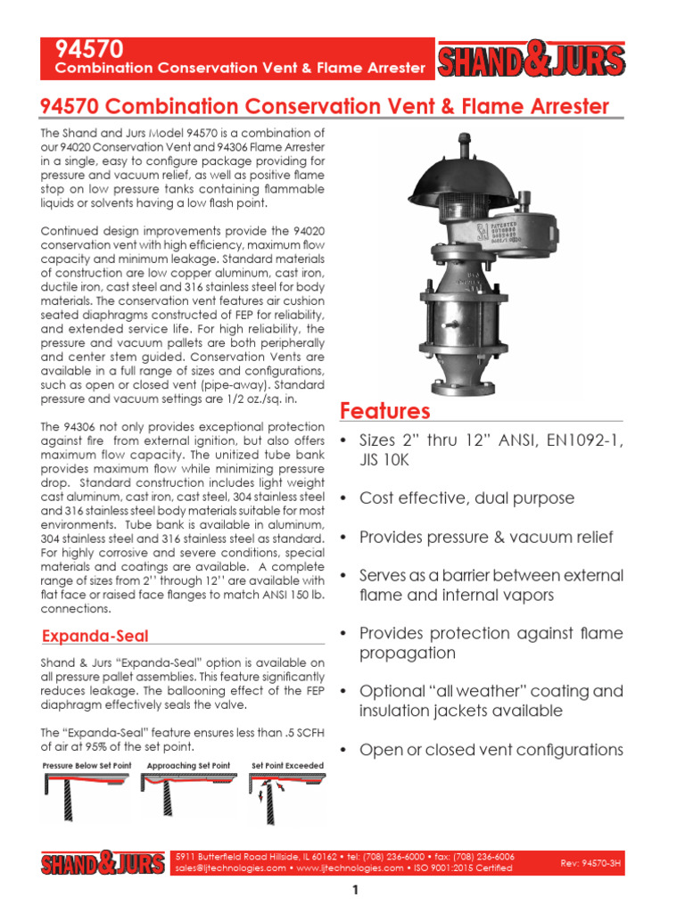 Combination Conservation Vent & Flame Arrester: Features | PDF | Liquid ...