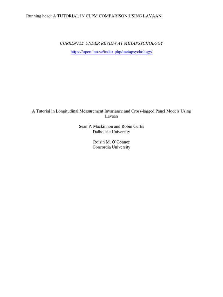 CLPM Tutorial Paper - Jan5 - 2020 | PDF | Science & Mathematics