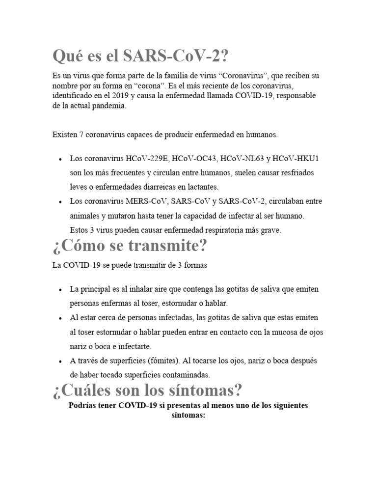 Qué Es El SARS | PDF | Enfermedades y trastornos | Epidemiología